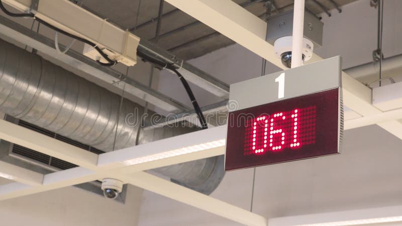 Digital Sign for Queue Counter. Display Board System in LED Light Stock ...