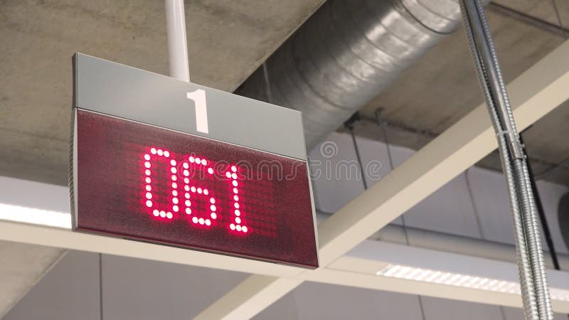 Digital Sign for Queue Counter. Display Board System in LED Light Stock ...