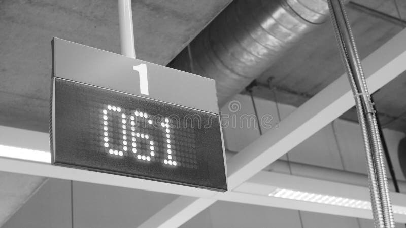 Digital Sign for Queue Counter. Display Board System in LED Light Stock ...