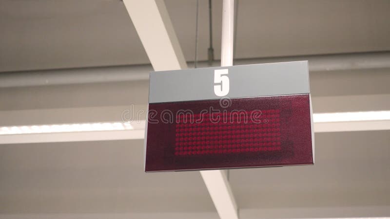 Digital Sign for Queue Counter. Display Board System in LED Light Stock ...