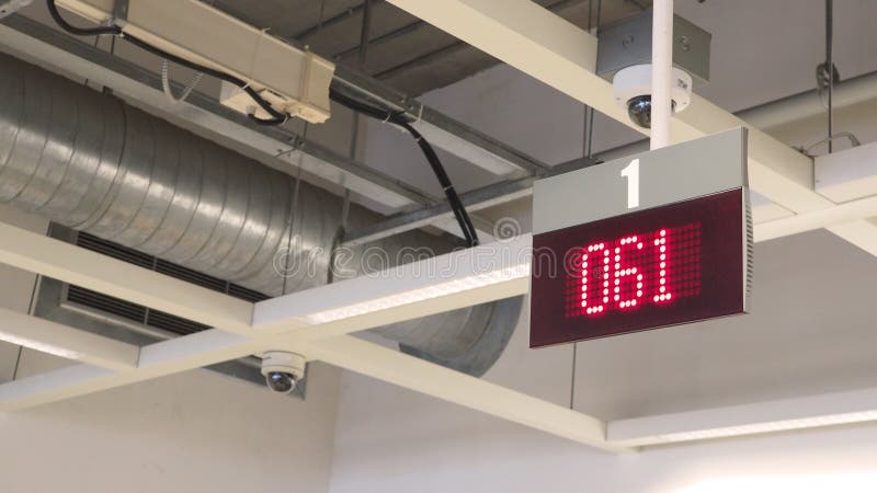 Digital Sign for Queue Counter. Display Board System in LED Light Stock ...