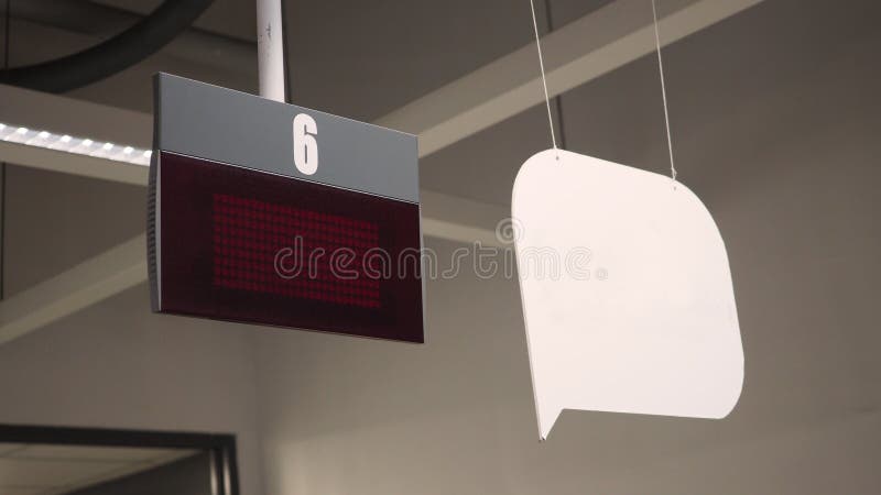 Digital Sign for Queue Counter. Display Board System in LED Light Stock ...