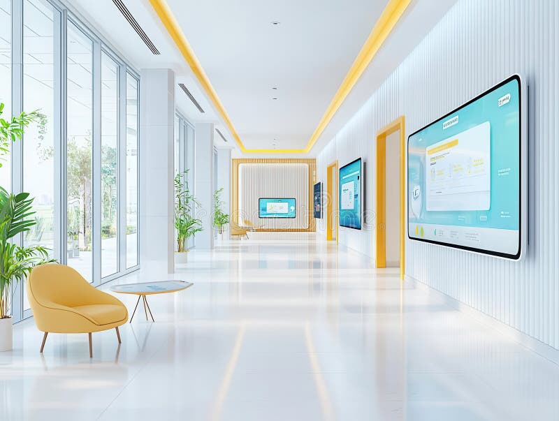 Digital Signage, Interactive Displays, 3D Illustration, Modern ...