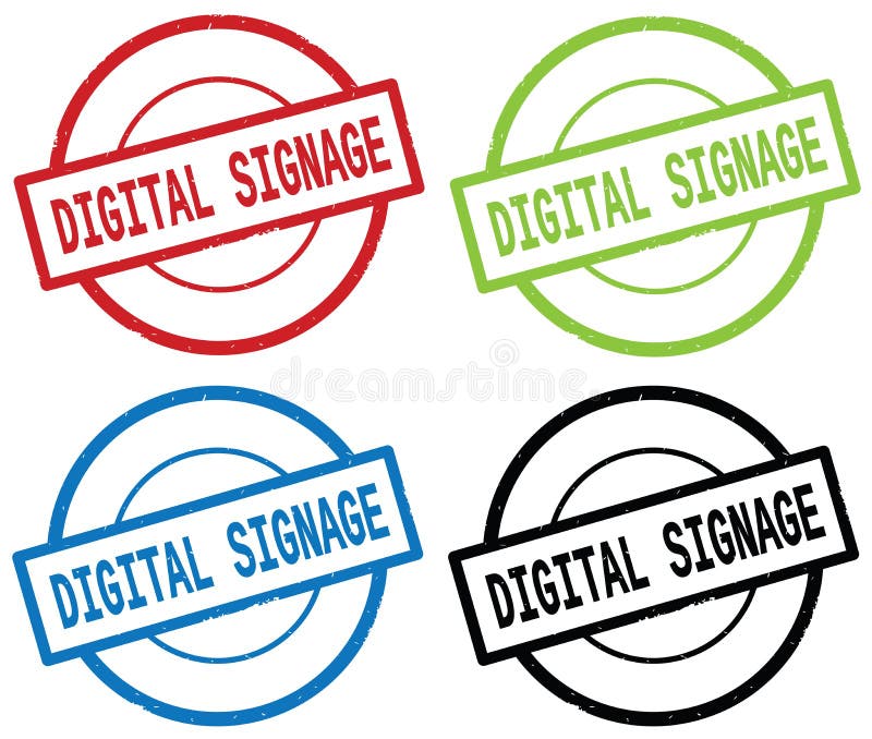 DIGITAL SIGNAGE Text, on Round Simple Stamp Sign. Stock Illustration ...