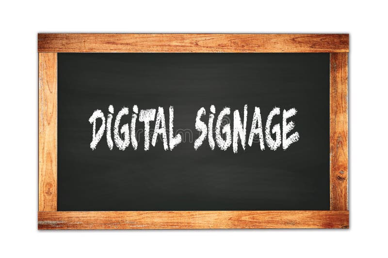 DIGITAL SIGNAGE Text Written on Wooden Frame School Blackboard Stock ...