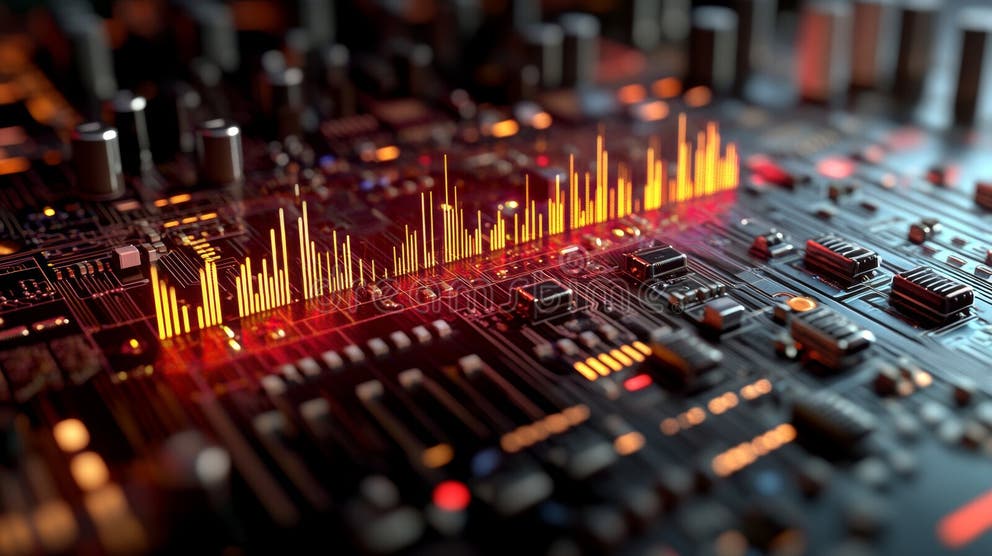 Digital Signal Processor Chip Visualizing Data in Abstract Design Stock ...