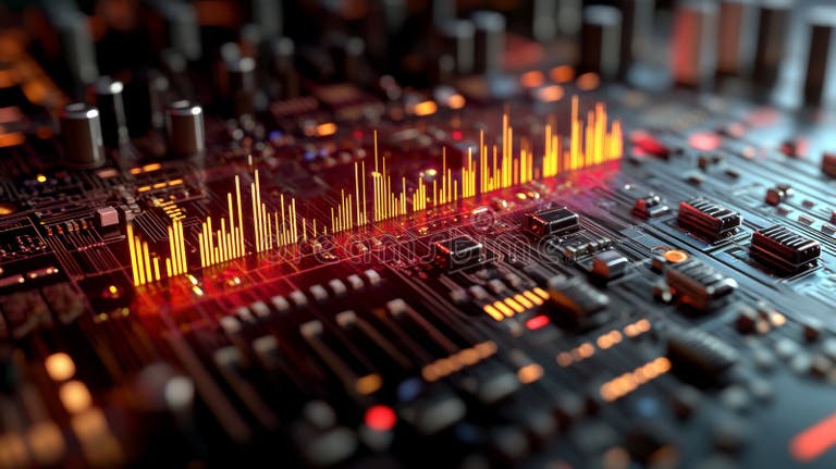 Digital Signal Processor Chip Visualizing Data in Abstract Design Stock ...