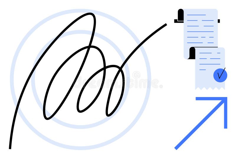 Digital Signature with Approved Document and Arrow Indicating Progress ...