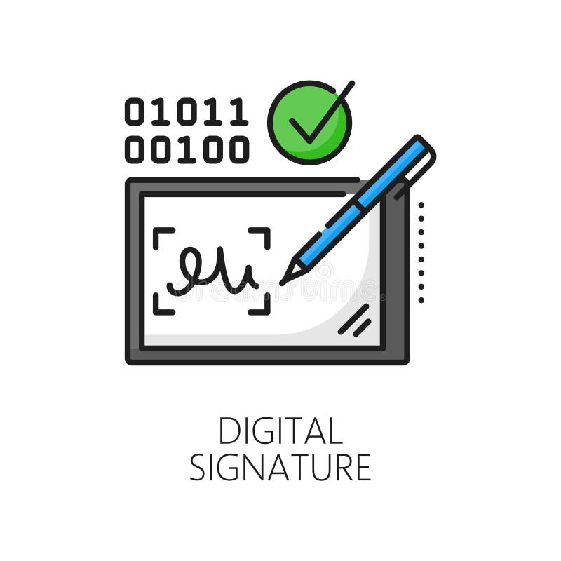 Digital Signature Biometric Identification Icon Stock Vector ...