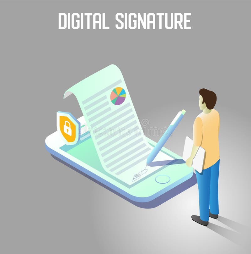 Digital Signature Isometric Stock Illustrations – 715 Digital Signature ...