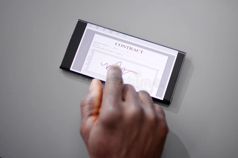 Digital Signature on Contract Document Online Stock Image - Image of ...