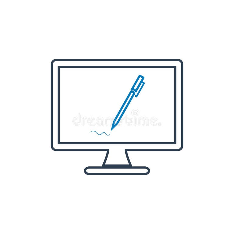 Digital Signature Line Icon. Stock Vector - Illustration of symbol ...