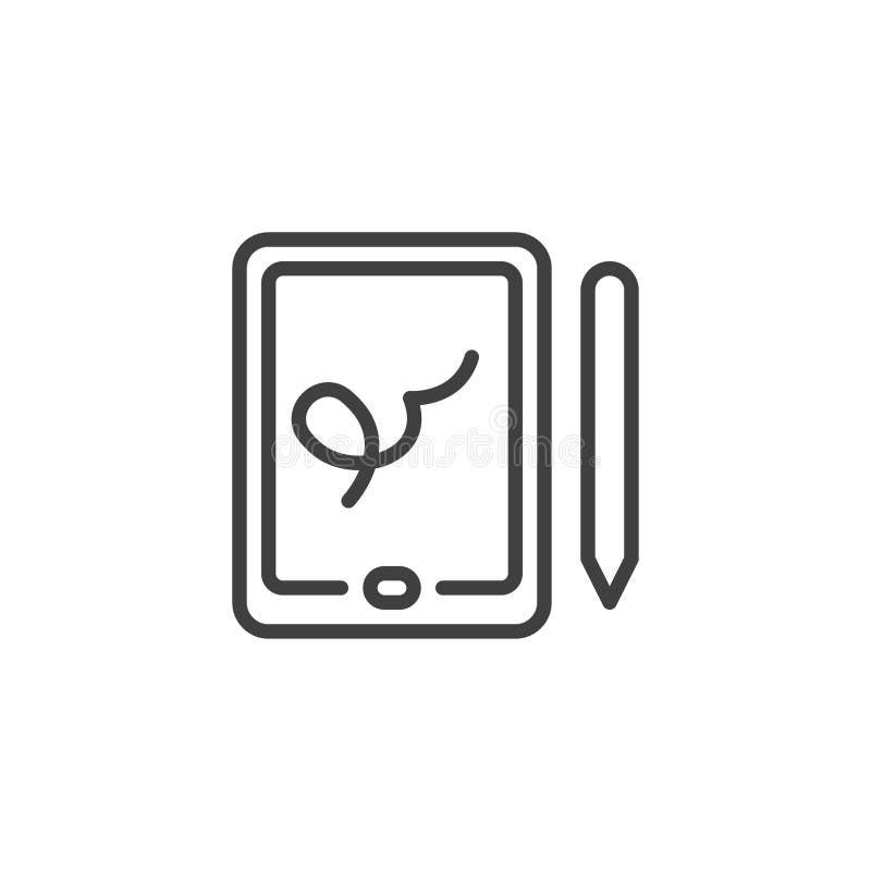Digital Signature Line Icon Stock Vector - Illustration of notepad ...