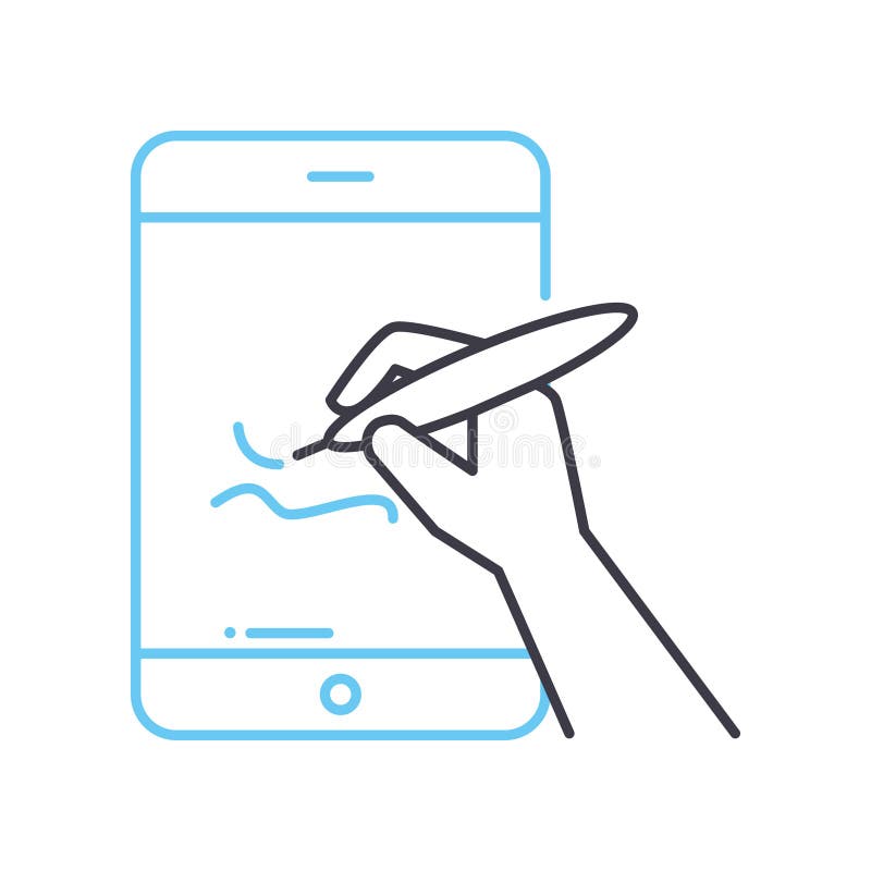 Digital Signature Line Icon Outline Symbol Vector Illustration