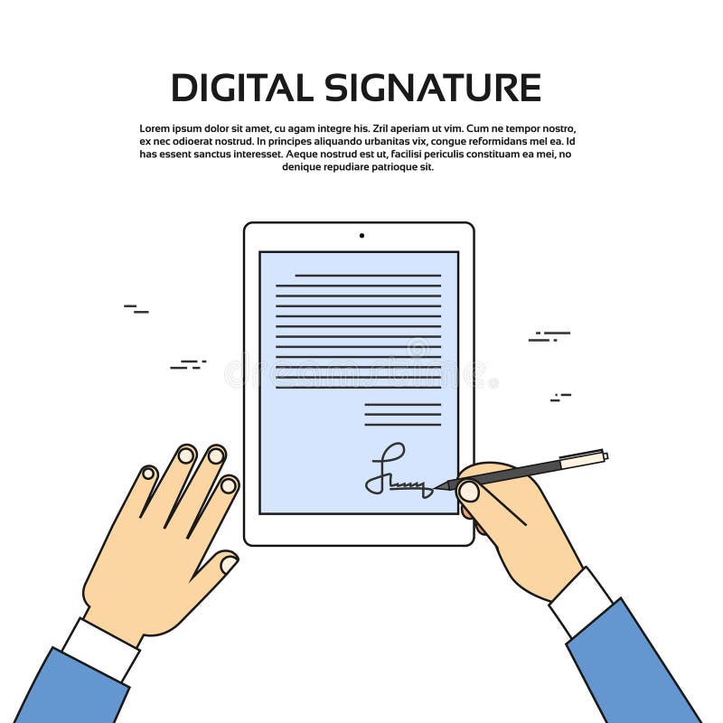 Digital Signature Tablet Computer Businessman Hands Sign Up Stock ...
