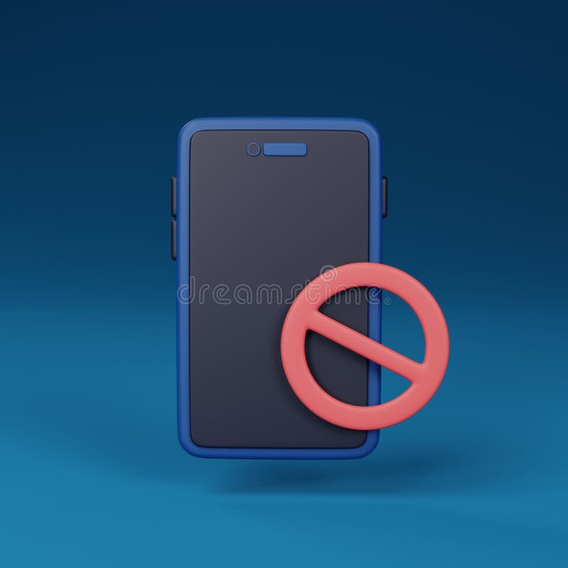 Digital Silence: 3D Mobile Icon with Forbidden Sign for Restricted ...