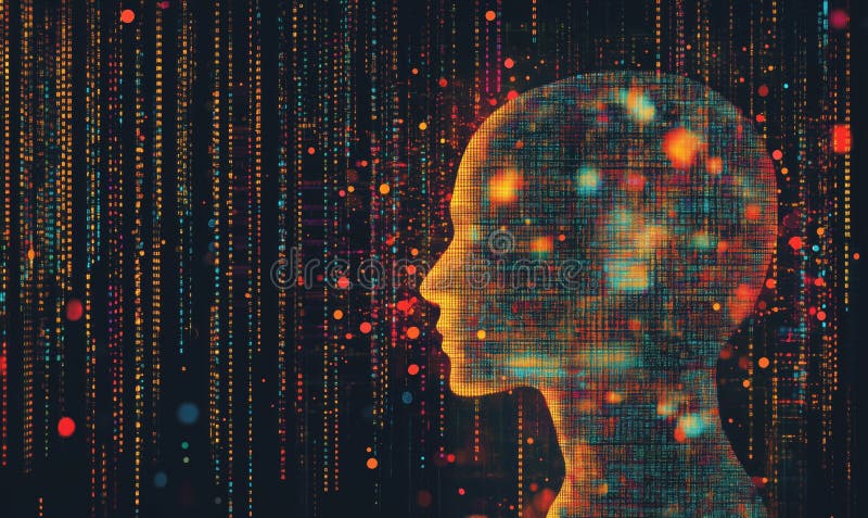 Digital Human Silhouette Glowing Data Streams Binary Code Stock Photos - Free & Royalty-Free ...