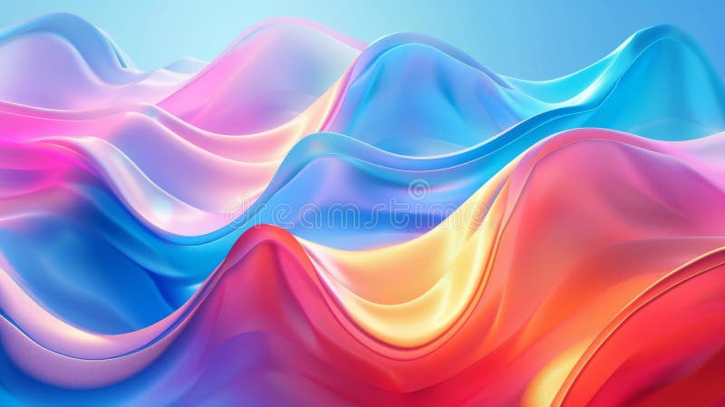 Digital Silk Waves Dance with Vivid Colors Stock Illustration ...