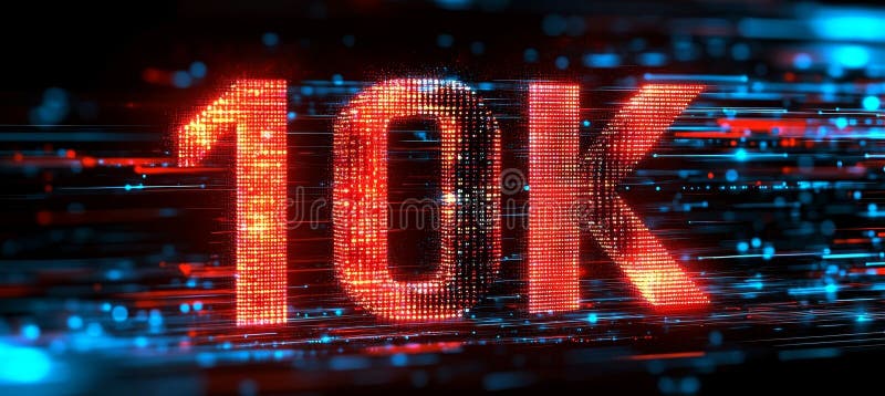 Digital Single Big 3D Number 10k on a Futuristic Background of Digital ...