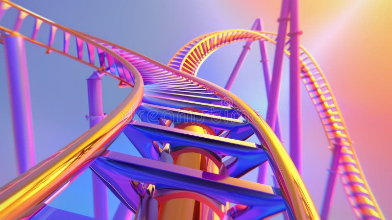 Digital Sketch of an Amusement Park Roller Coaster Stock Illustration ...