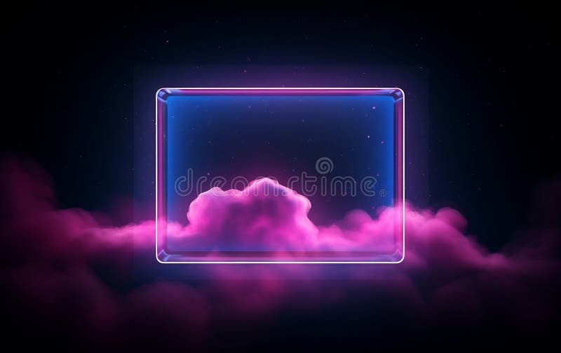 Digital Skies 3D Cloud Passing through Square Window. Generative AI ...