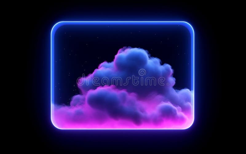 Digital Skies 3D Cloud Passing through Square Window. Generative AI ...