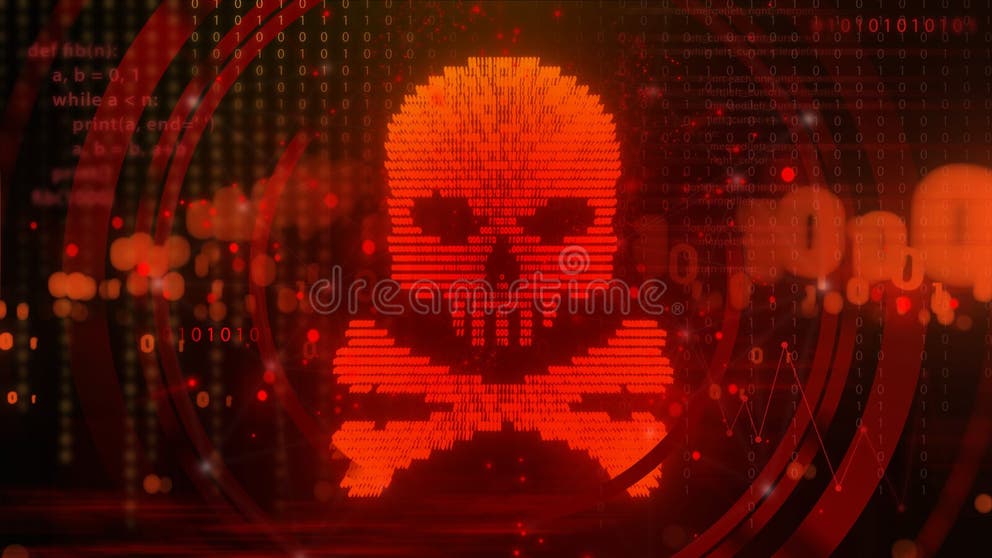 Digital Skull and Crossbones on Binary Code. Stock Illustration - Illustration of internet ...