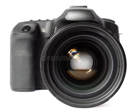 Digital SLR Camera. Front View. Stock Image - Image of dslr, closeup ...