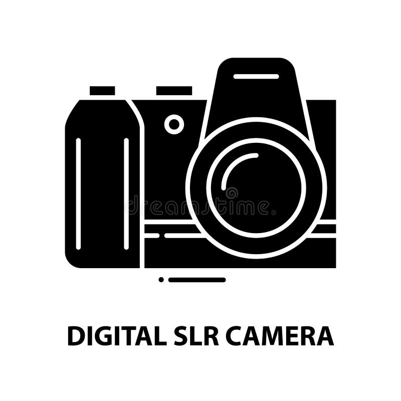 Digital Slr Camera Icon, Black Vector Sign with Editable Strokes ...