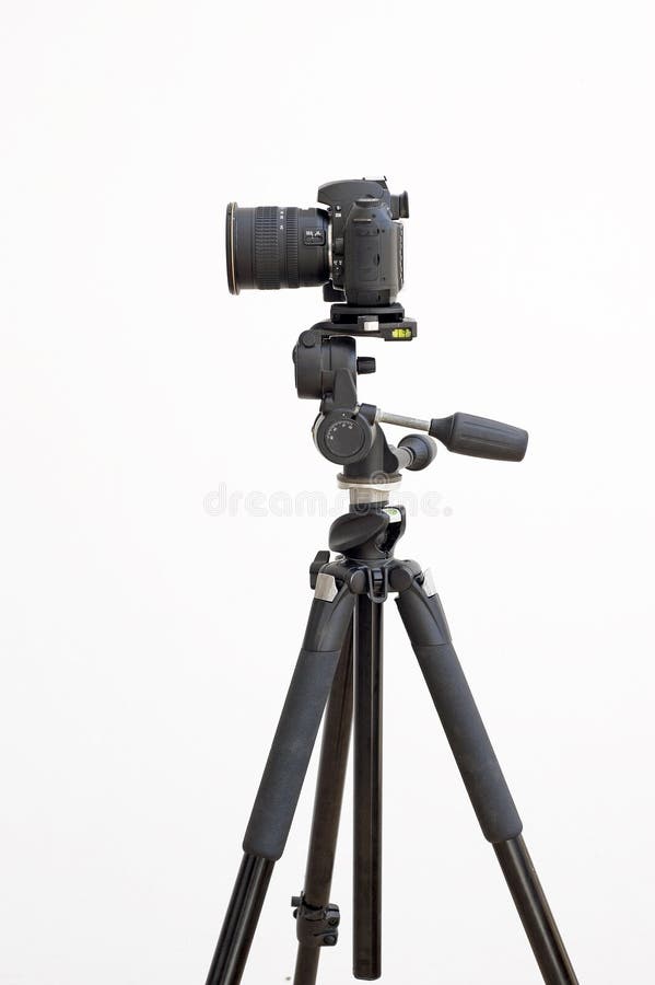 Digital Slr Camera on a Tripod Stock Image - Image of fixed, lens: 13392355