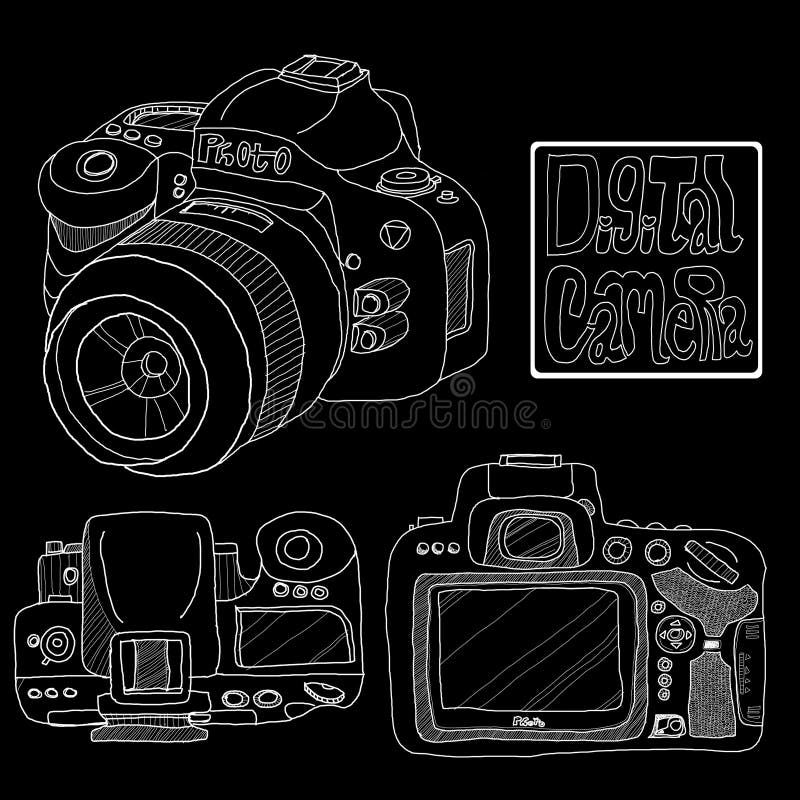 Digital SLR in Sketch Style Stock Illustration - Illustration of ...