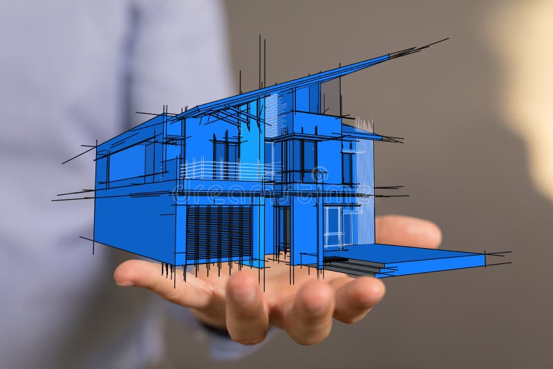 A Digital Small House with a Roof Concept Stock Image - Image of ...