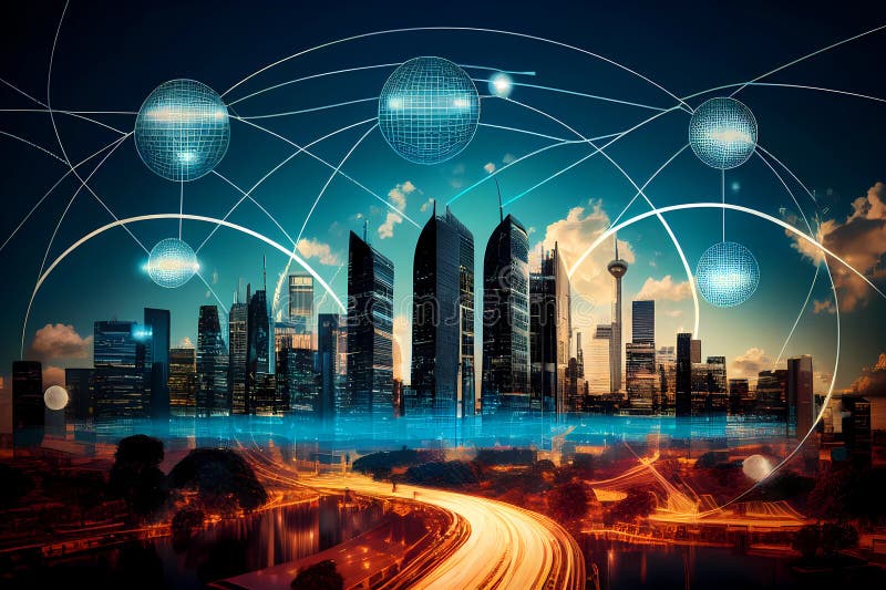 Digital and Smart City with Internet of Things Communication. Stock ...