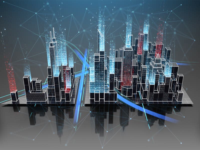 Digital smart city stock illustration. Illustration of internet - 188795851