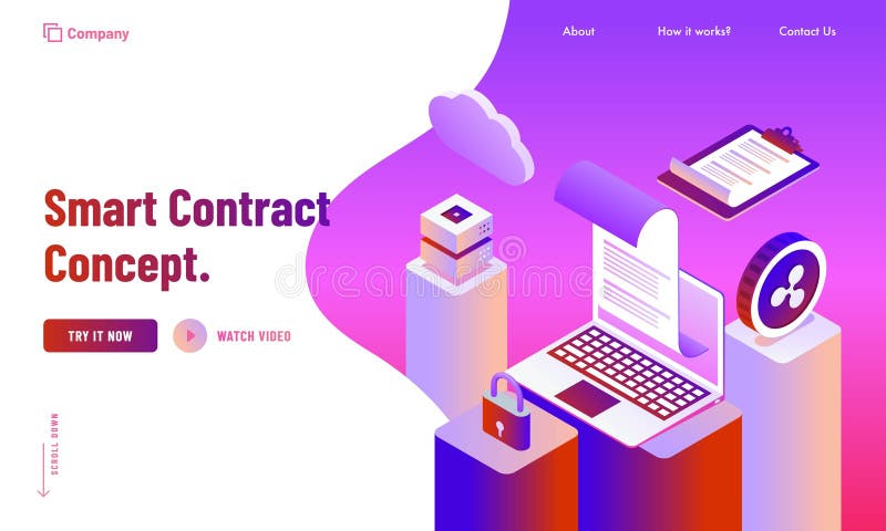 Digital Smart Contract Concept Based Landing Page Design in Purple and ...