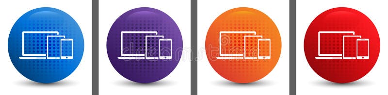 Digital Smart Devices Icon Abstract Halftone Round Button Set Stock ...