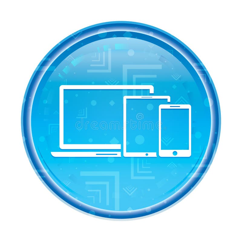 Digital Smart Devices Icon Floral Blue Round Button Stock Illustration ...