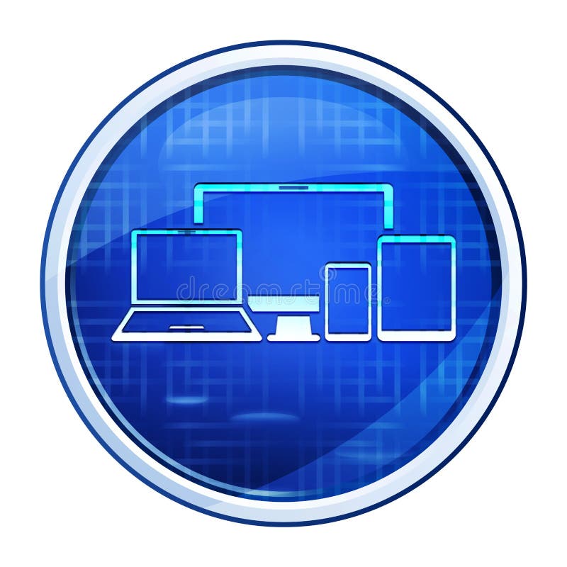 Digital Smart Devices Icon Futuristic Blue Round Button Vector ...