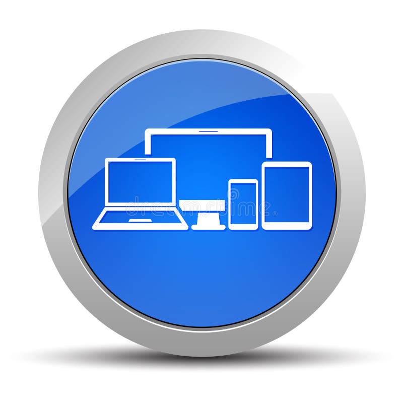 Digital Smart Devices Icon Futuristic Blue Round Button Vector ...