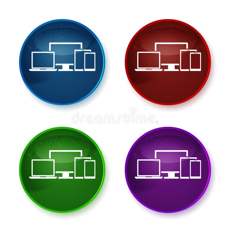 Digital Smart Devices Icon Shiny Round Buttons Set Illustration Stock ...