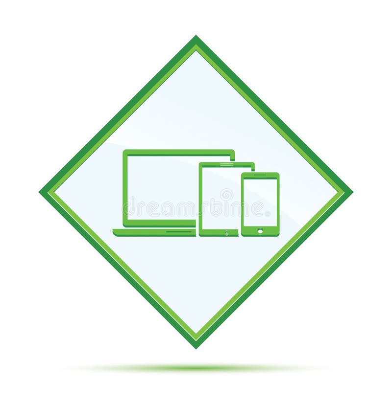 Digital Smart Devices Icon Modern Abstract Green Diamond Button Stock ...