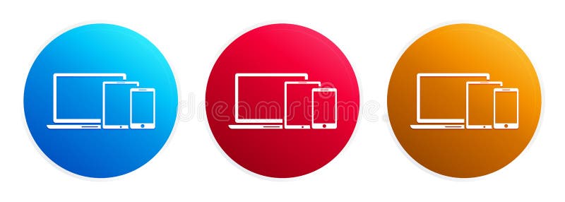 Digital Smart Devices Icon Premium Trendy Round Button Set Stock Vector ...