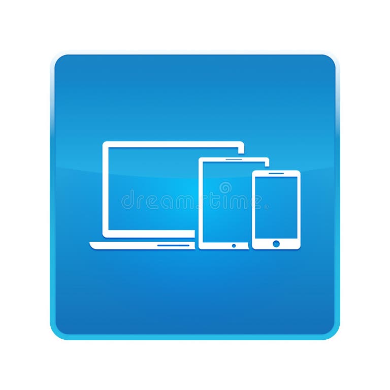 Digital Smart Devices Icon Shiny Blue Square Button Stock Illustration ...