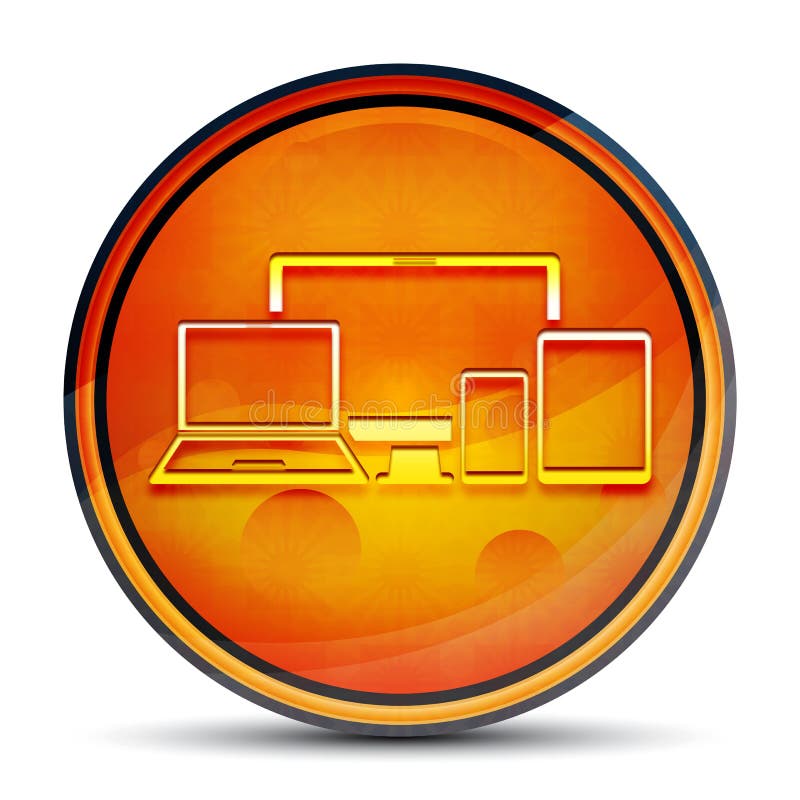 Digital Smart Devices Icon Shiny Bright Orange Round Button ...