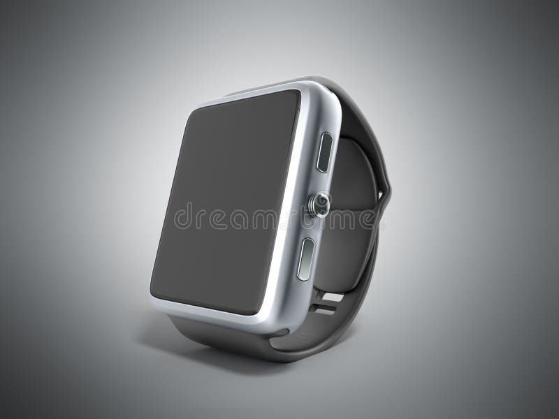 Digital Smart Watch or Clock with Icons 3d Render on Grey Stock ...