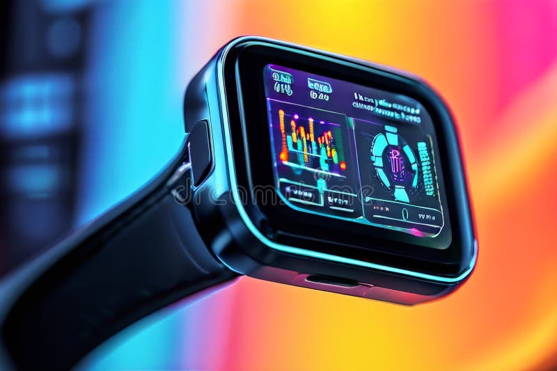 Digital Smart Watch with Smartwatch Stock Illustration - Illustration ...