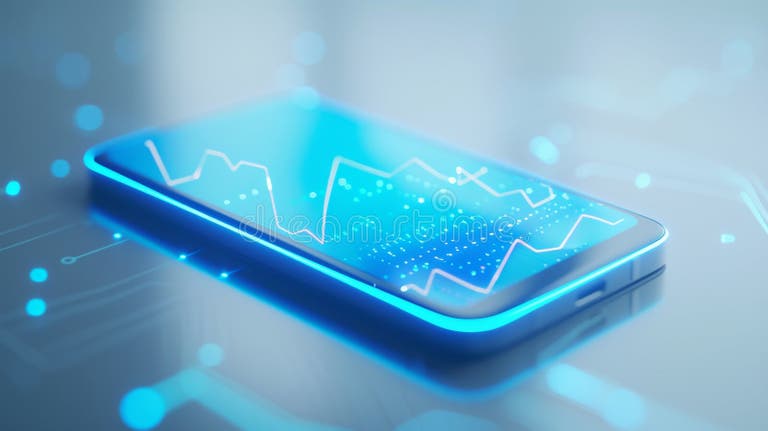 Digital Smartphone with Glowing Analytics Overlay Stock Image - Image ...