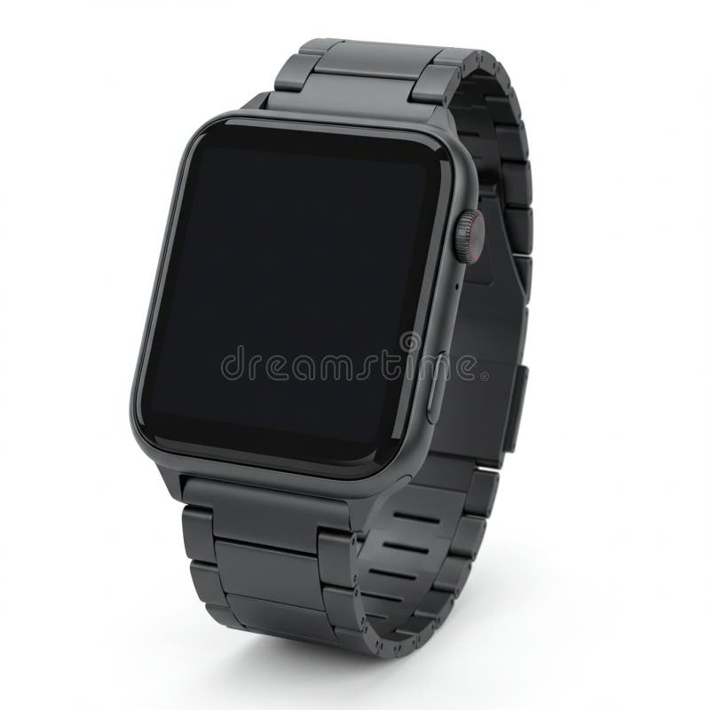 Digital Smartwatch with a Black Metallic Casing and Band, Featuring a ...