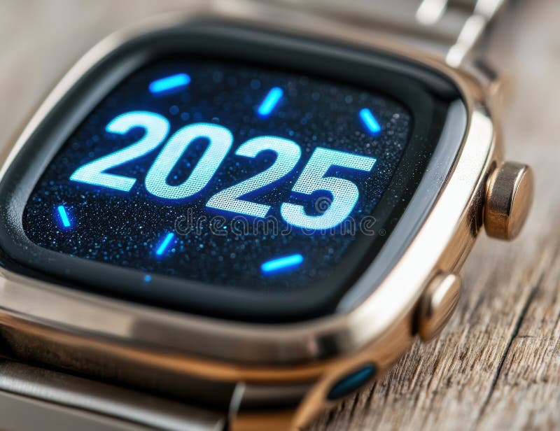 Digital Smartwatch Displaying 2025 Year Stock Illustration ...
