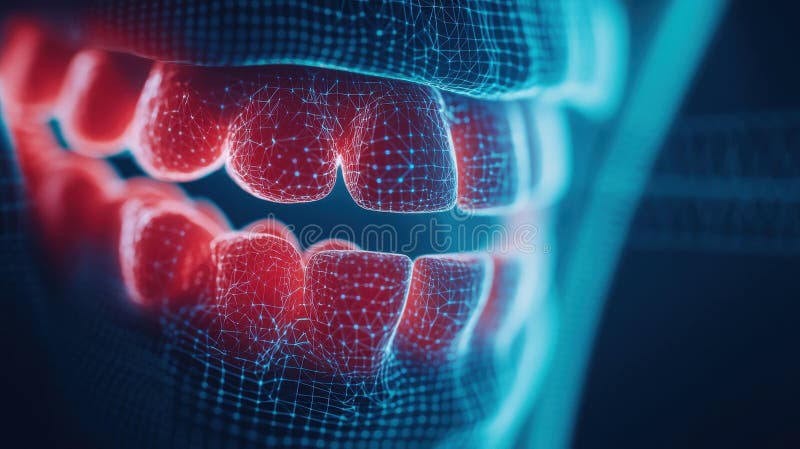 Digital Smile Data Flowing from Teeth Futuristic Technology Stock ...